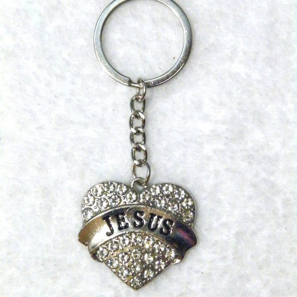 ReneeLily | Accessories | 22 Jesus Heart Silver Chain Keyring Bling ...